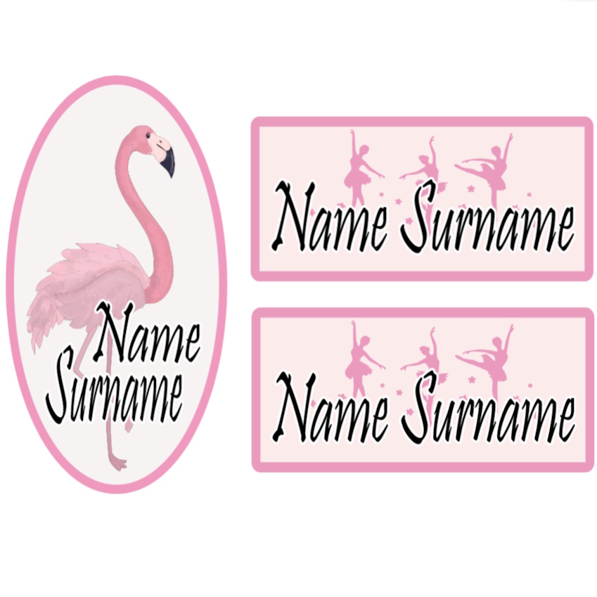 Flamingo School Name Stickers - Stickerina
