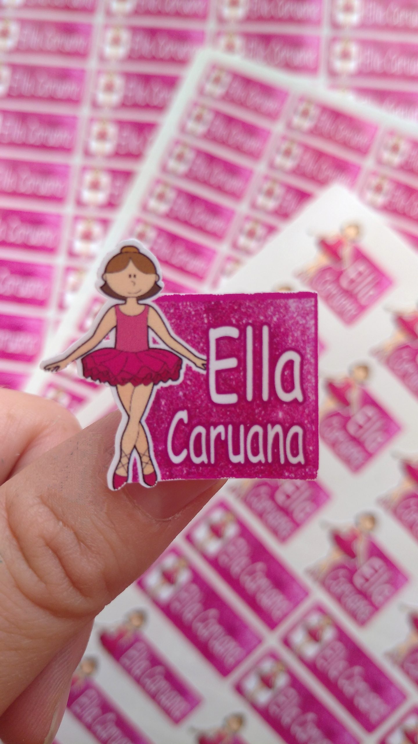 'Pink Ballerina' Name Stickers - Stickerina