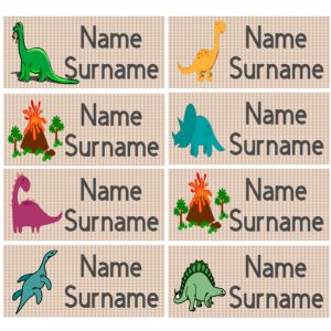 Dino Mix School Name Labels - Stickerina