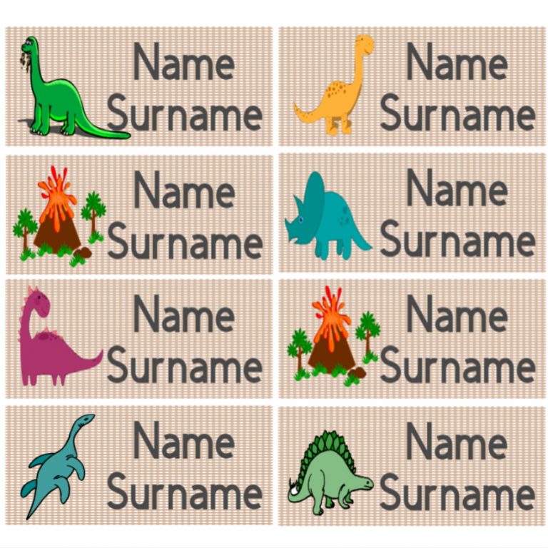 Dino Mix School Name Labels - Stickerina