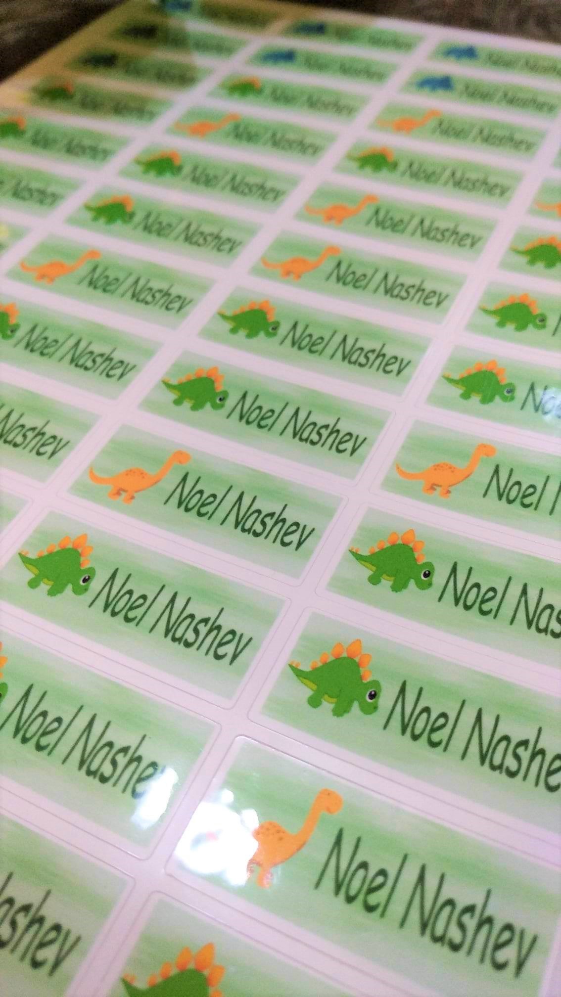 Green Dino Mix Name Stickers - Stickerina