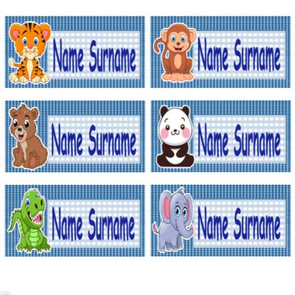 Jungle Theme (Blue Version) Sticker Name Labels - Stickerina