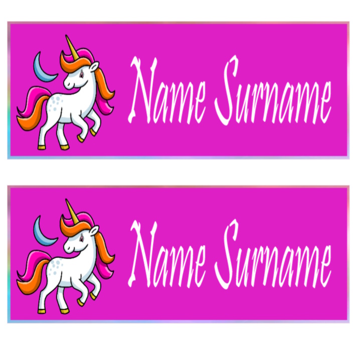 Magenta Unicorn School Name Stickers - Stickerina