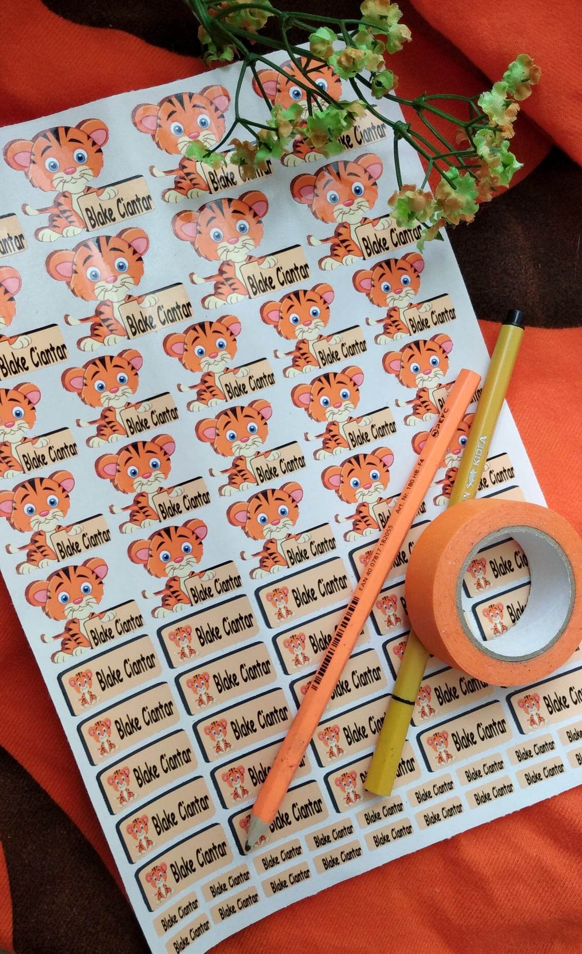 Tiger Shaped Name Stickers - Stickerina