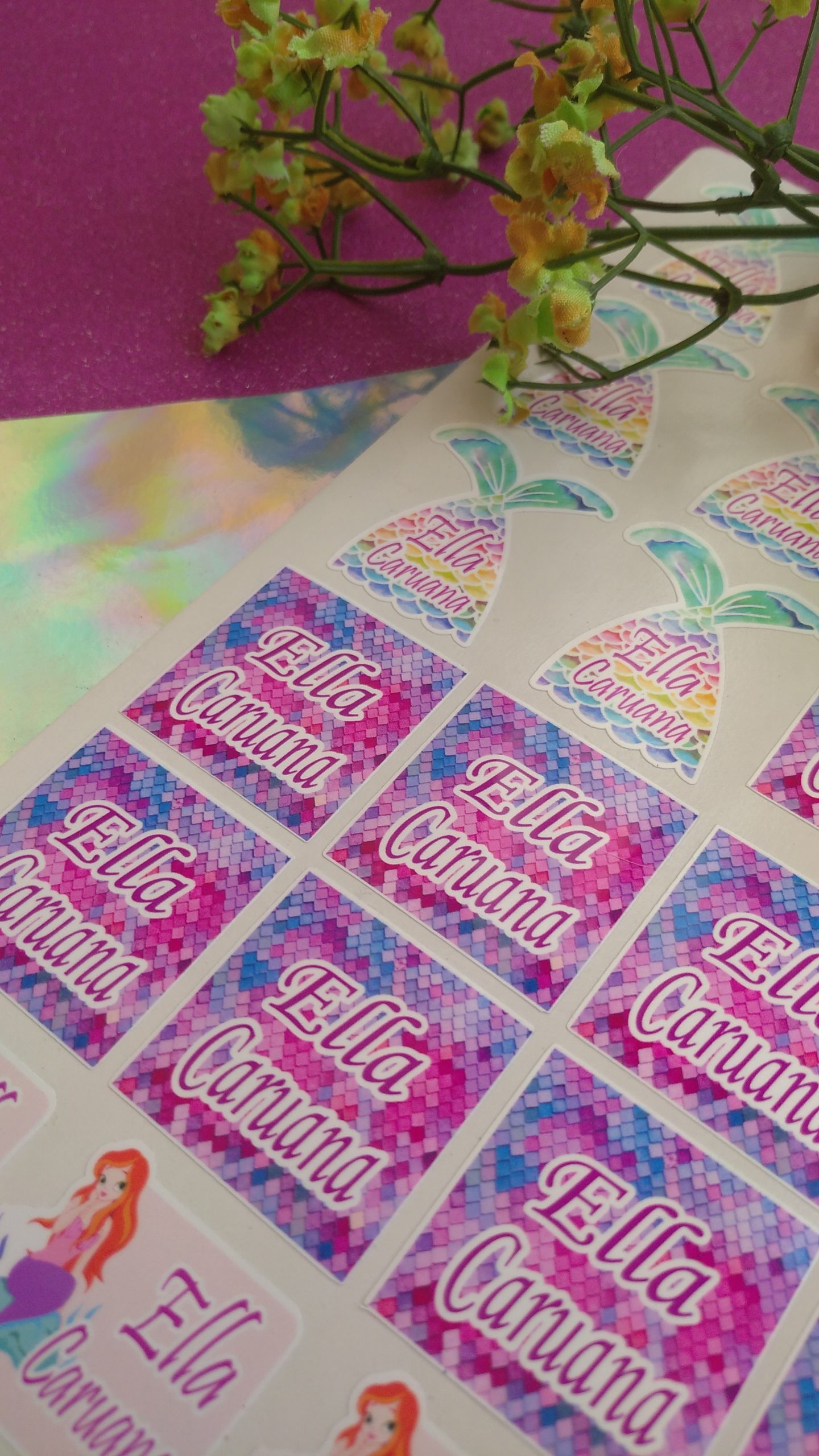 'Mermaid Mix' Sticker Name Labels - Stickerina