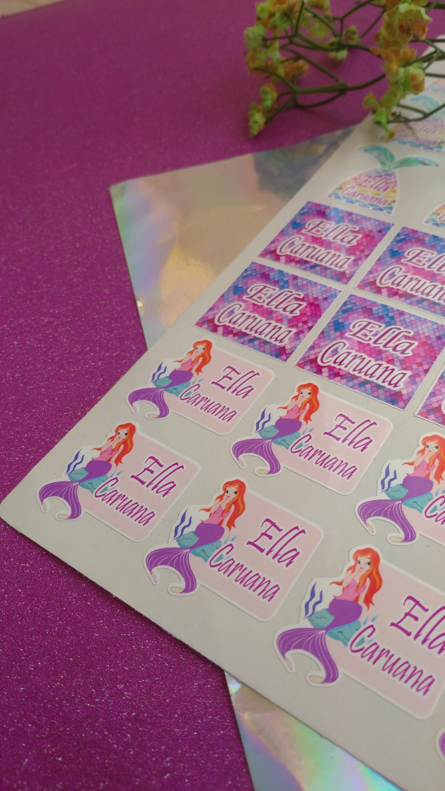 'Mermaid Mix' Sticker Name Labels - Stickerina