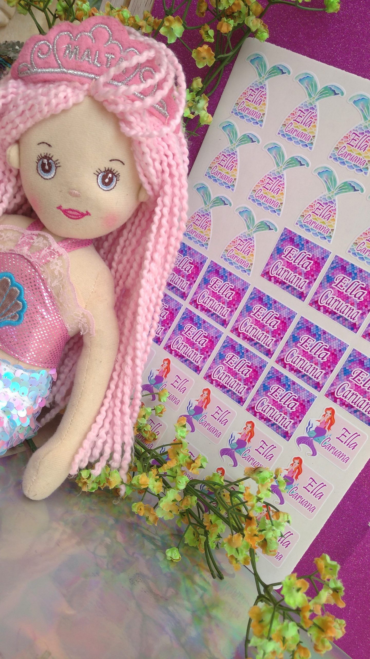 'Mermaid Mix' Sticker Name Labels - Stickerina