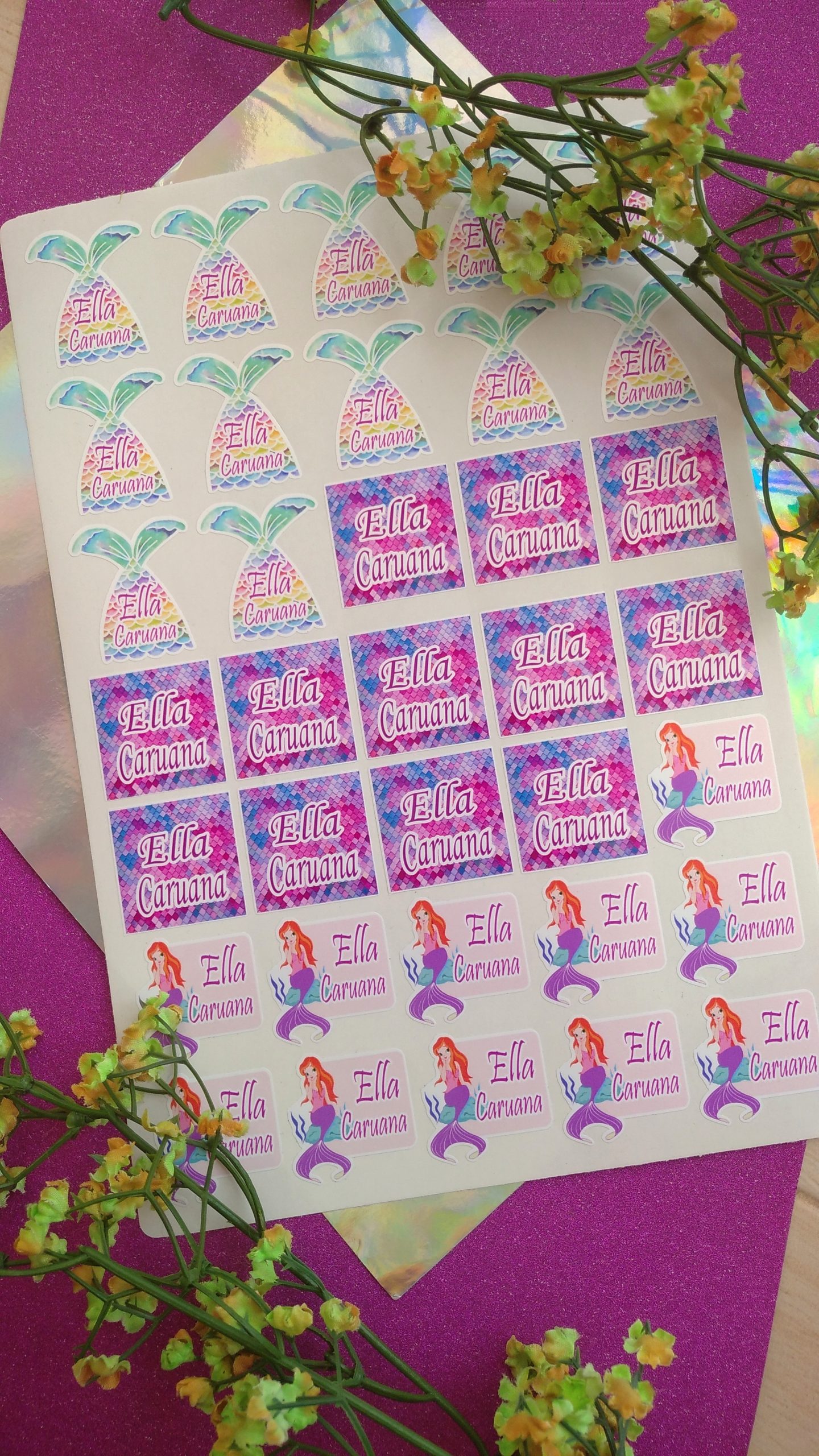 'Mermaid Mix' Sticker Name Labels - Stickerina