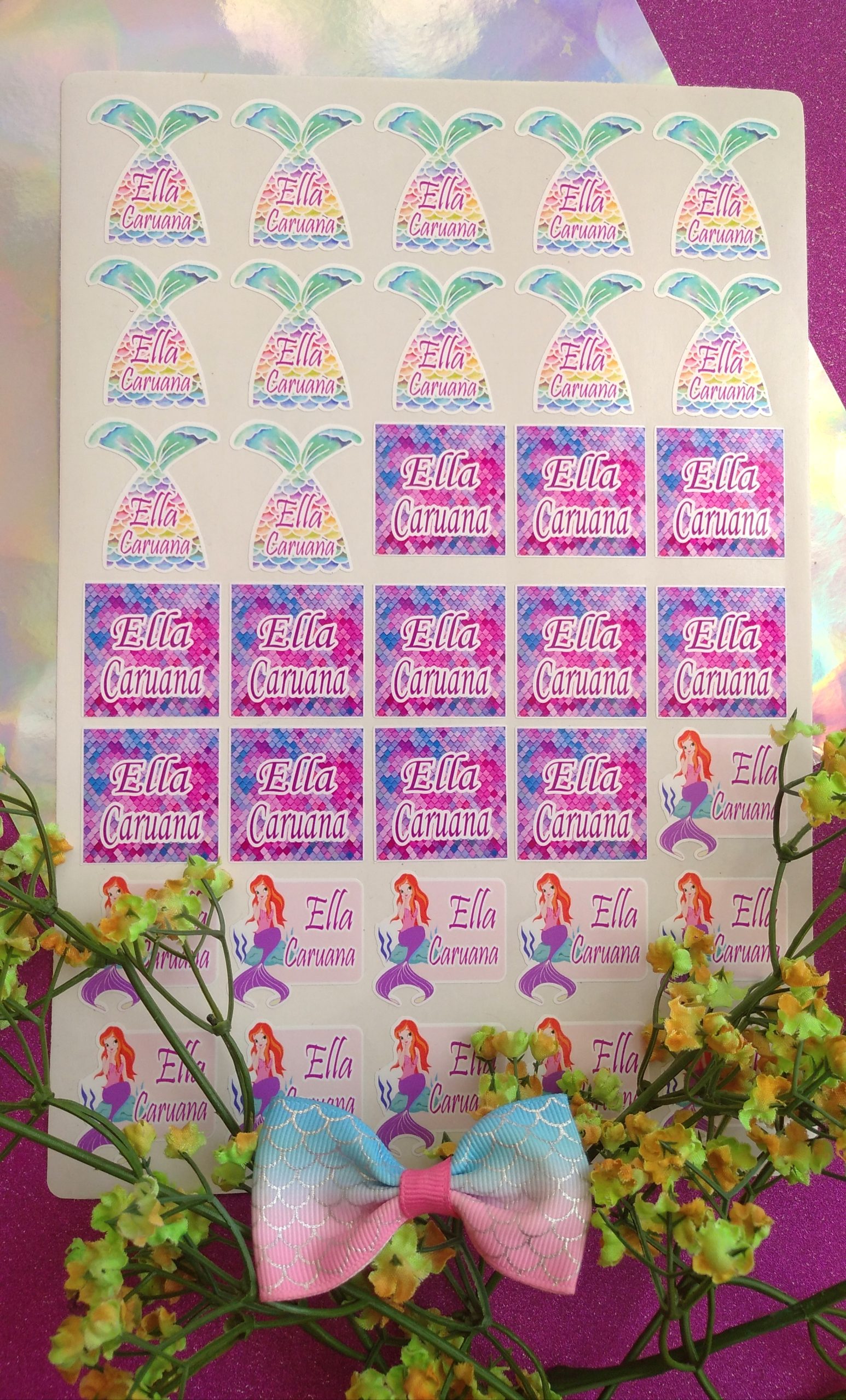 'Mermaid Mix' Sticker Name Labels - Stickerina