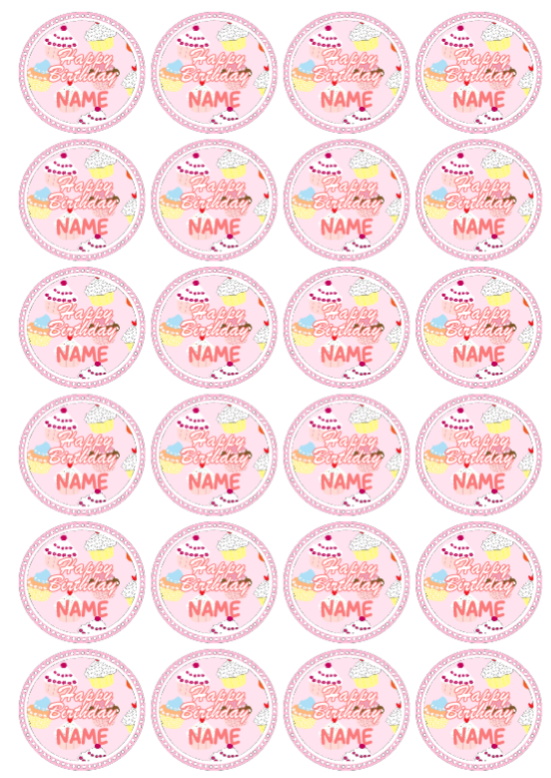 Candy - Small birthday cupcake tags - Stickerina
