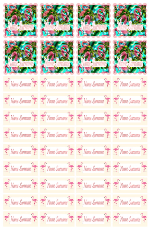 Flamingo Name Label Stickers - Stickerina