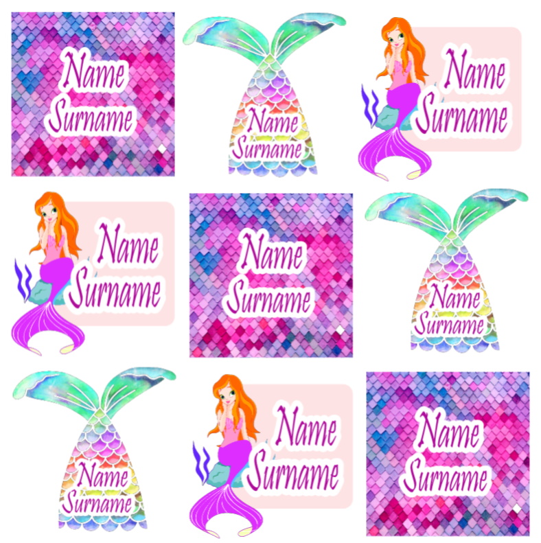 'Mermaid Mix' Sticker Name Labels - Stickerina