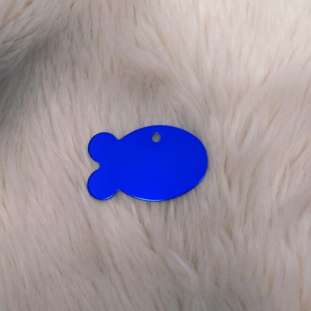 Fish Shaped Tag with Phone Number - Stickerina