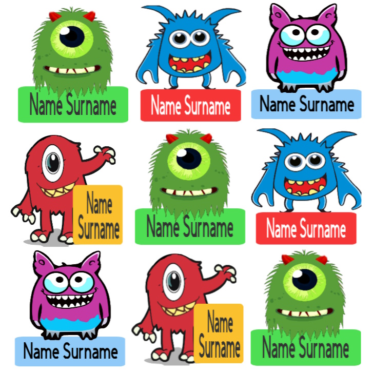 Cheeky Monster Name Label Stickers - Stickerina