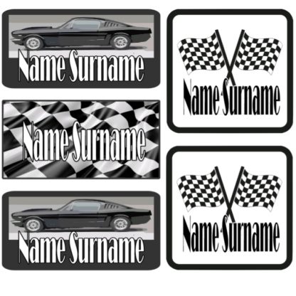 Racing Theme Name Stickers - Stickerina