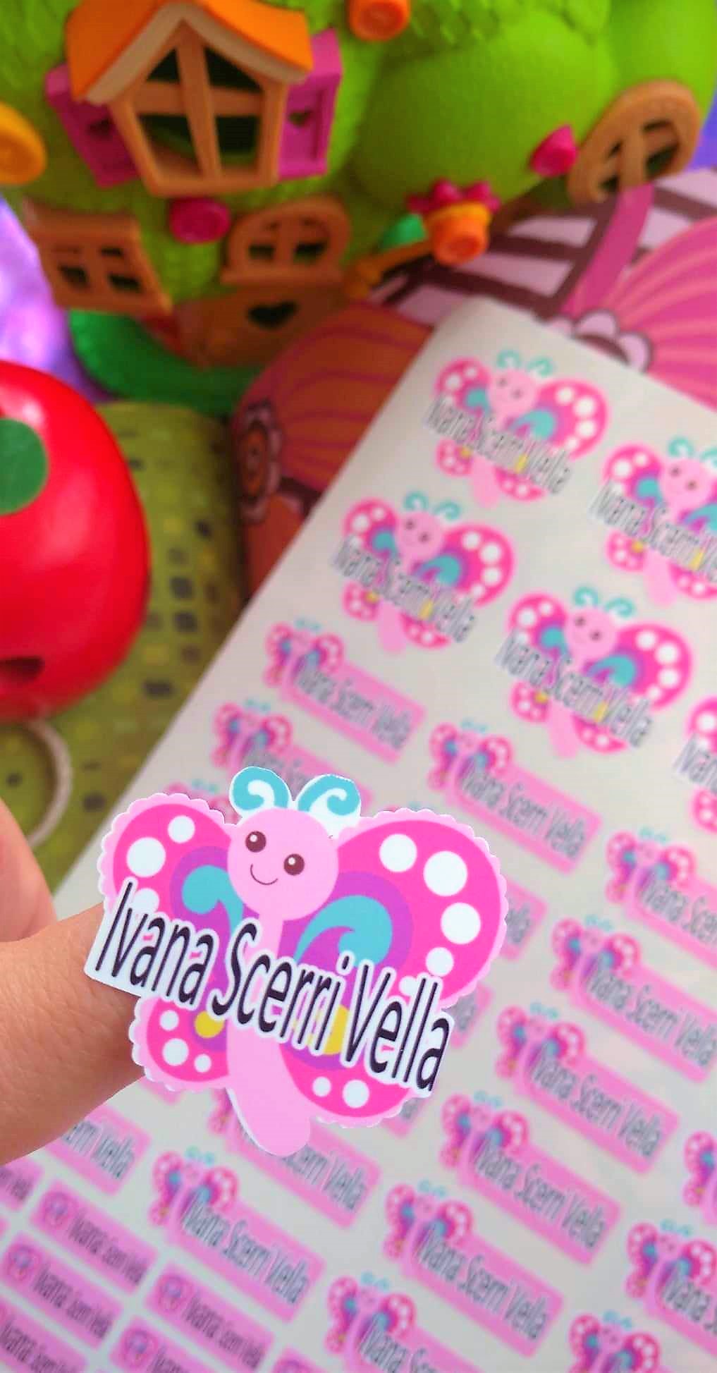 'Pretty Butterfly' Name Stickers - Stickerina