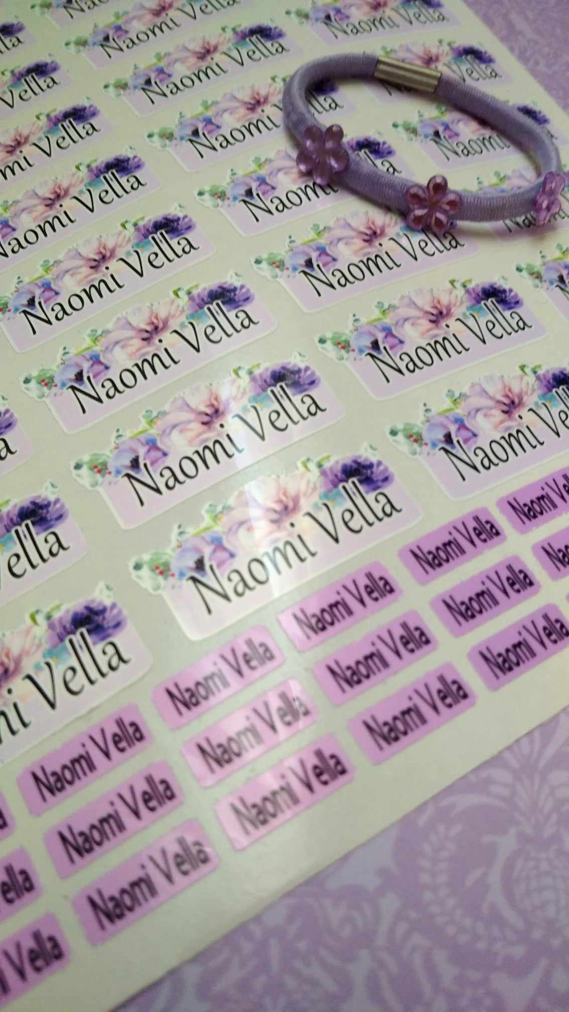 Lilac Name Sticker Labels - Stickerina