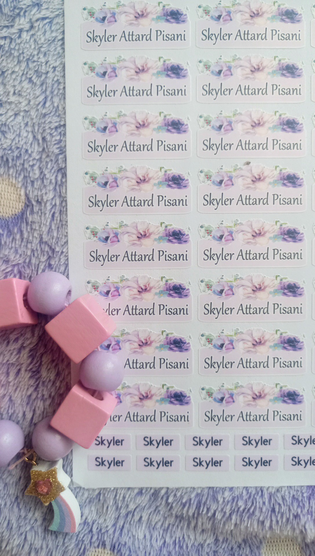 Lilac Name Sticker Labels - Stickerina
