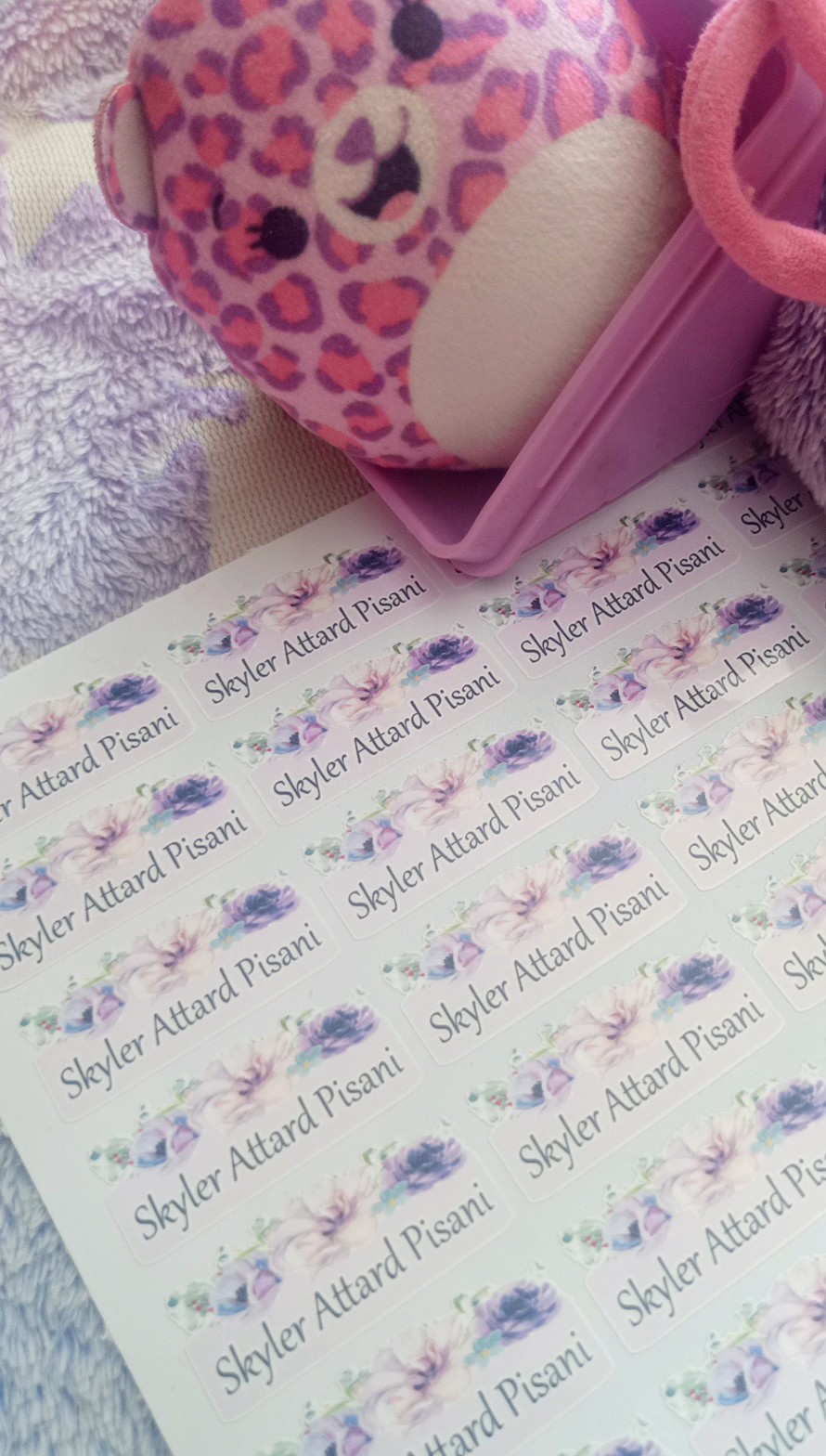 Lilac Name Sticker Labels - Stickerina