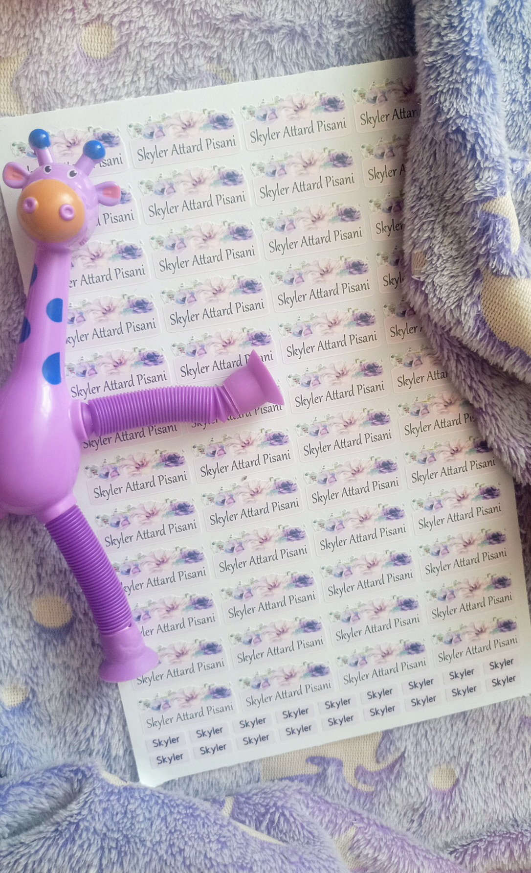 Lilac Name Sticker Labels - Stickerina