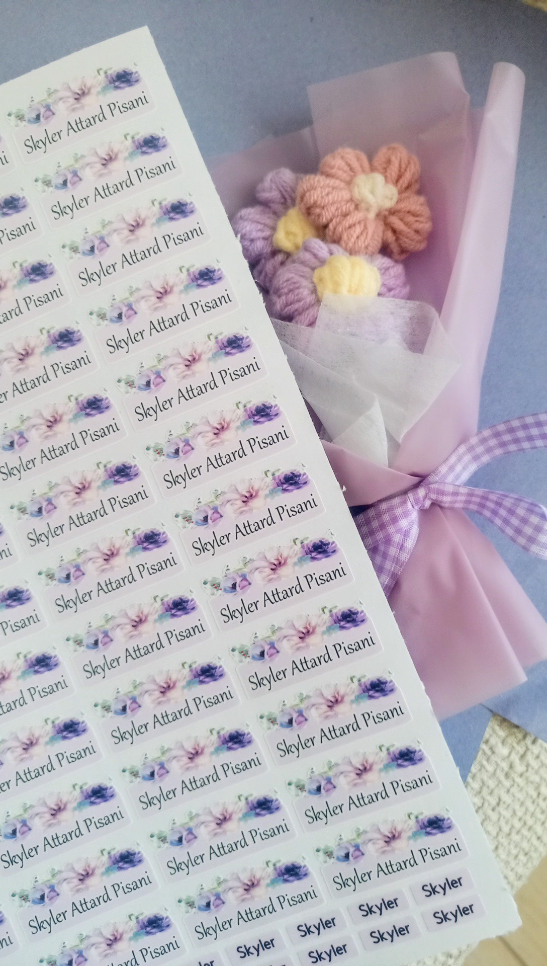 Lilac Name Sticker Labels - Stickerina