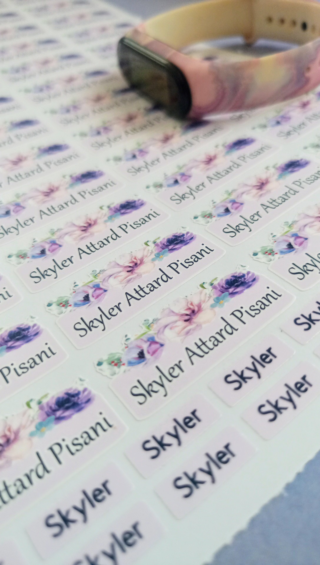 Lilac Name Sticker Labels - Stickerina