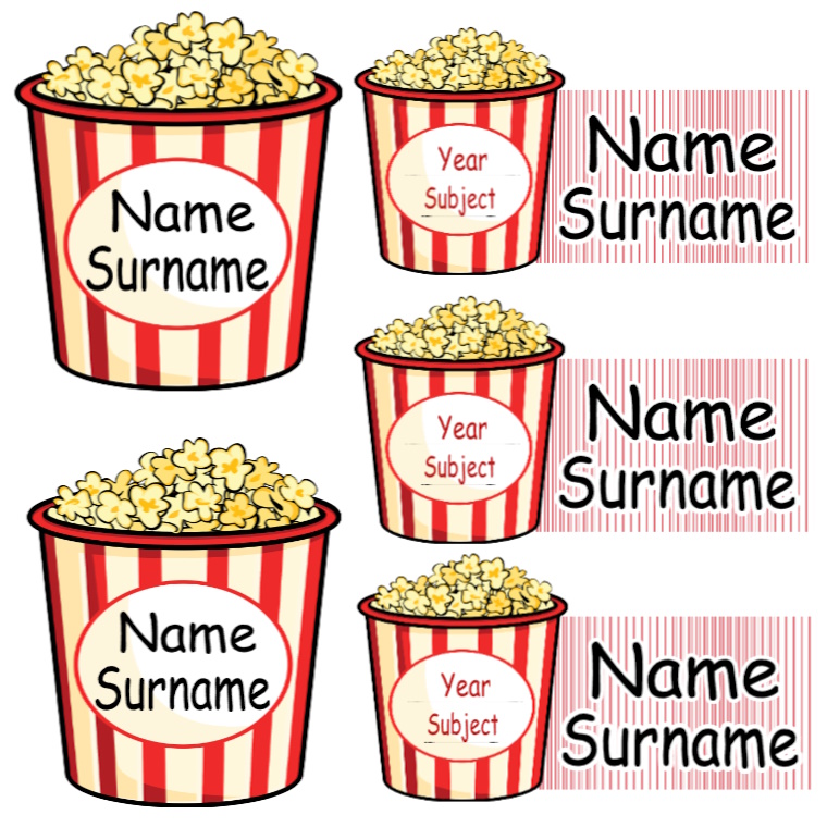 Popcorn Sticker Name Labels - Stickerina