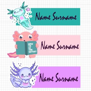 Axolotl Sticker Name Labels - Stickerina